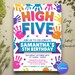 Colorful High Five 5th Birthday Invitation, Paint Handprints (canva ...