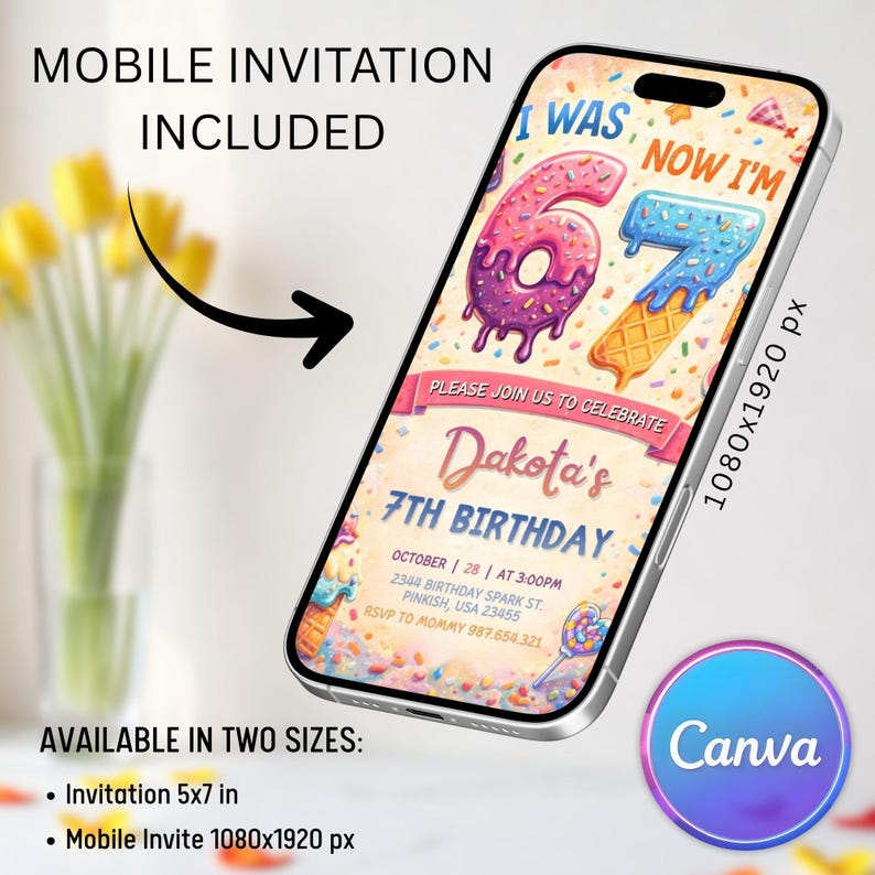 Six Seven Birthday Invitation, I Was 6 Now I'm 7 Party Invite, Gen ...