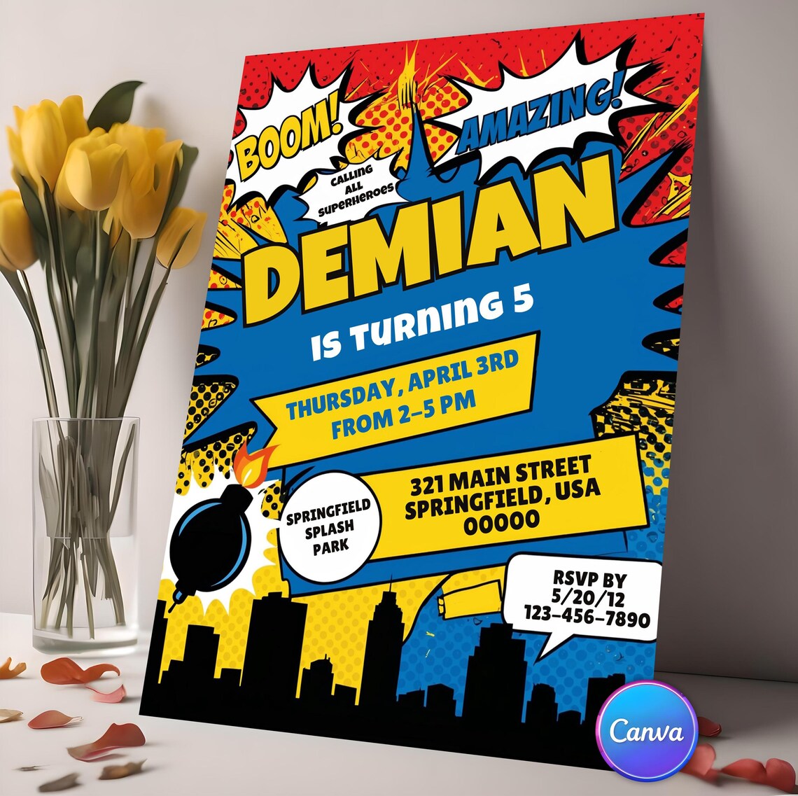 Editable Comic Book Birthday Invitation, Comic Book Invitation ...