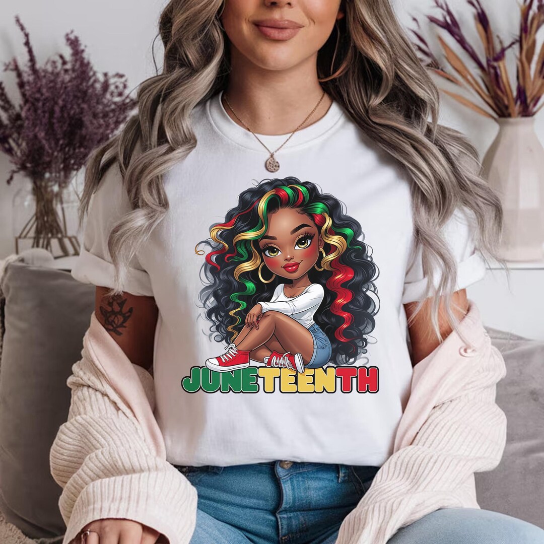 Juneteenth Girl Shirt, Cute Afrocentric Black Girl Tee, Pan African ...