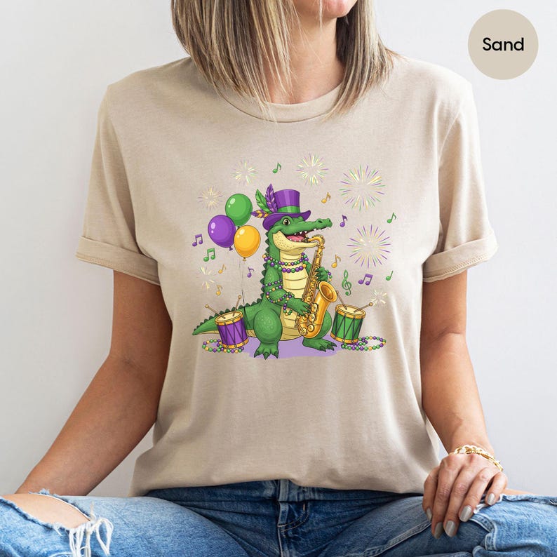 Mardi Gras Alligator T-shirt, Saxophone Gator Carnival Tee, Fat Tuesday ...
