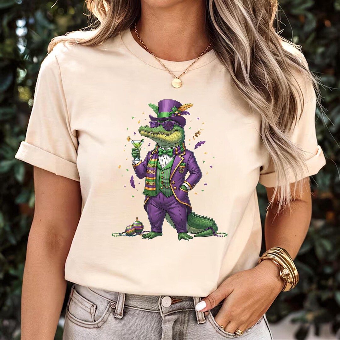 Dapper Gator Mardi Gras T-shirt - Funny New Orleans Festival Tee - Etsy