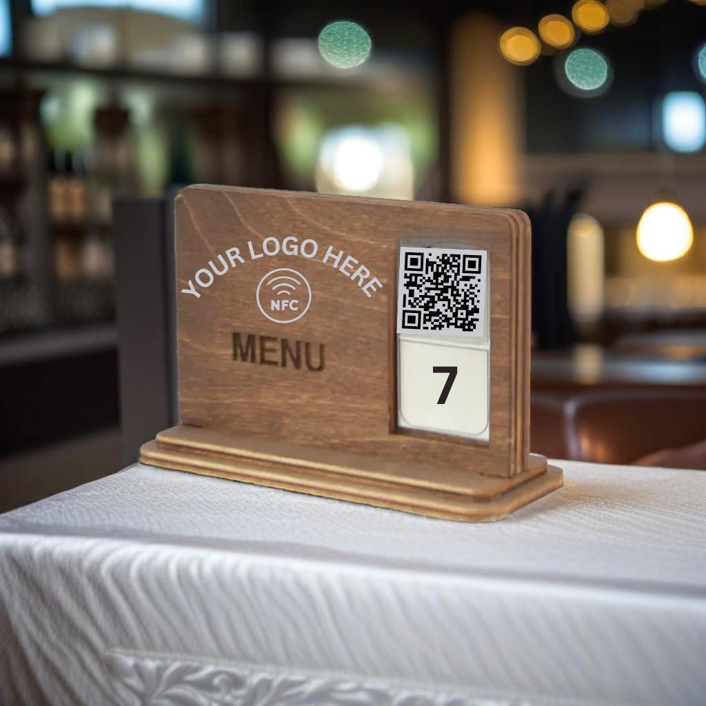 Wooden QR Code Menu Stand: NFC Payment Sign - Etsy