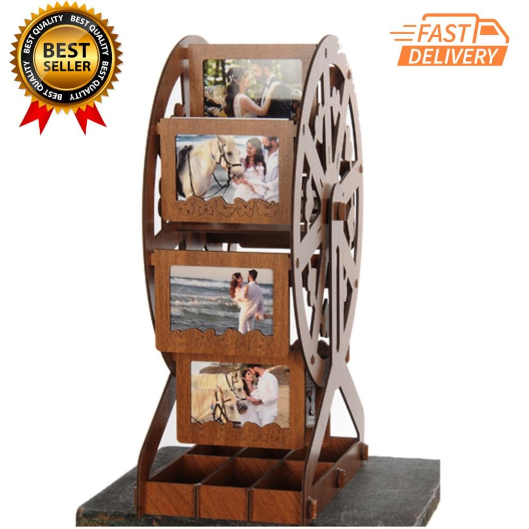 Ferris Wheel Photo Frame, Wooden Rotating Frame, Unique Picture Holder ...