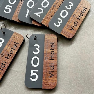 Custom Wooden and Acrylic Hotel Keychain - Personalized Key Tag for ...