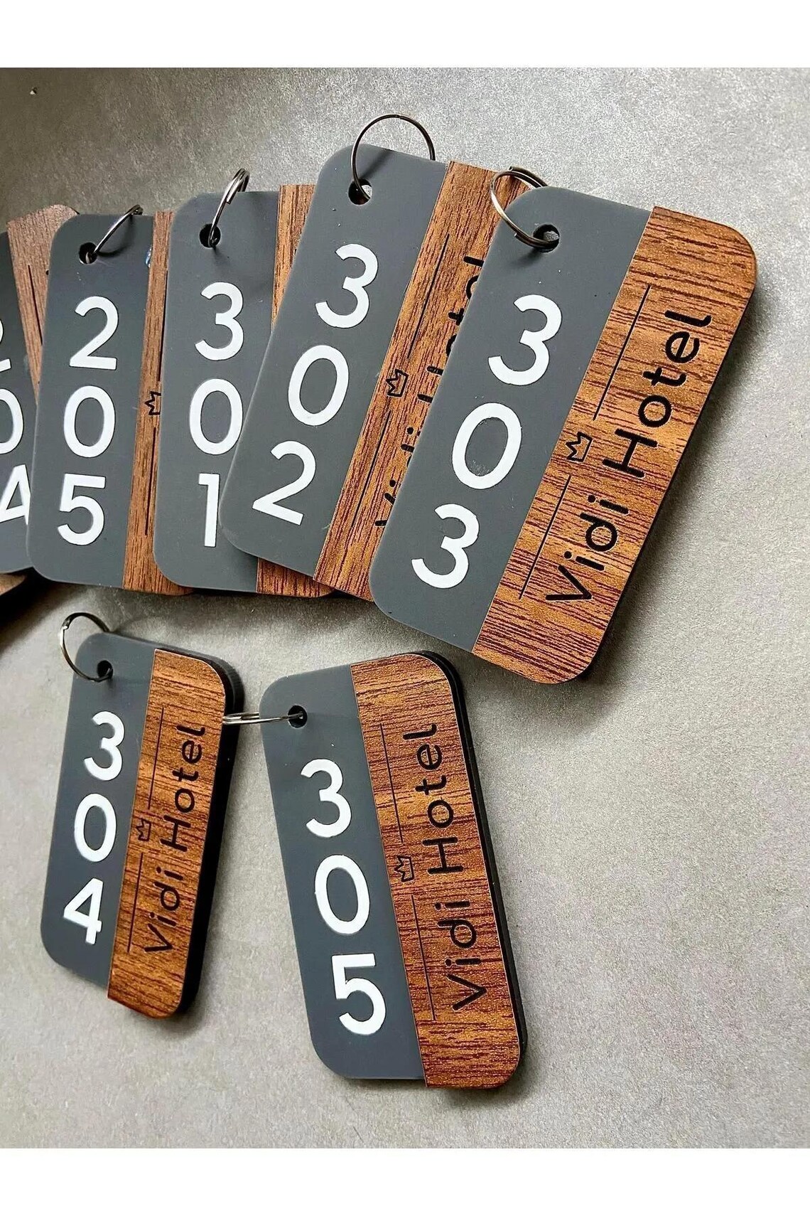 Custom Wooden and Acrylic Hotel Keychain - Personalized Key Tag for ...