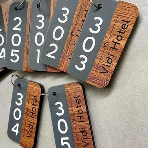 Custom Wooden and Acrylic Hotel Keychain - Personalized Key Tag for ...
