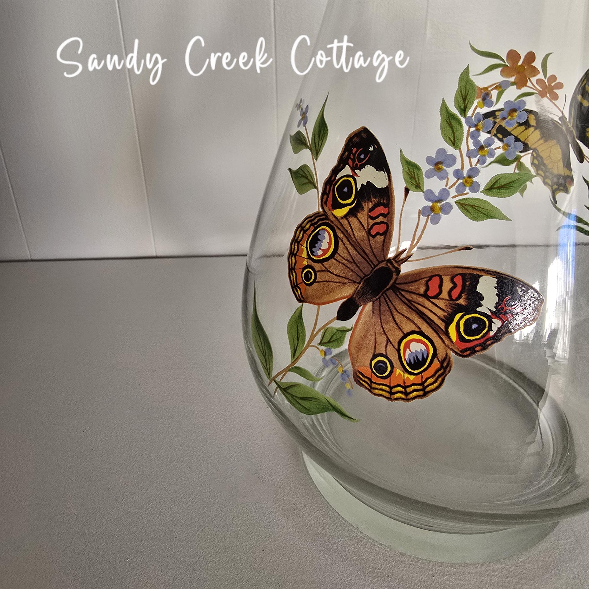 Vintage Glass Butterfly Pitcher, Butterfly Kitchen Decor, Farmhouse ...
