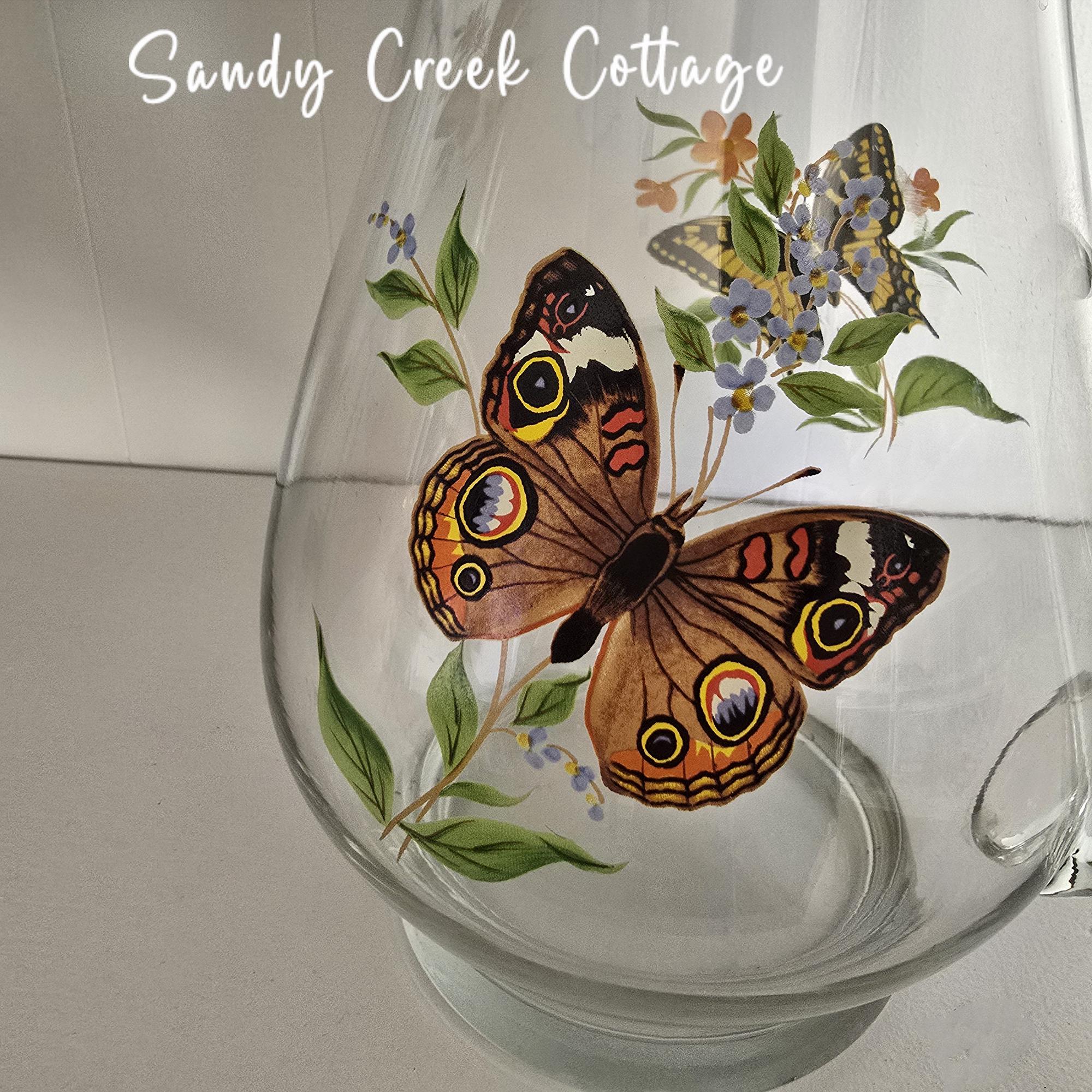 Vintage Glass Butterfly Pitcher, Butterfly Kitchen Decor, Farmhouse ...