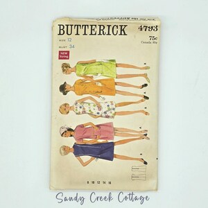 Vintage Butterick 4793 Sewing Pattern - 1960s Semi-fitted A-line Dress ...