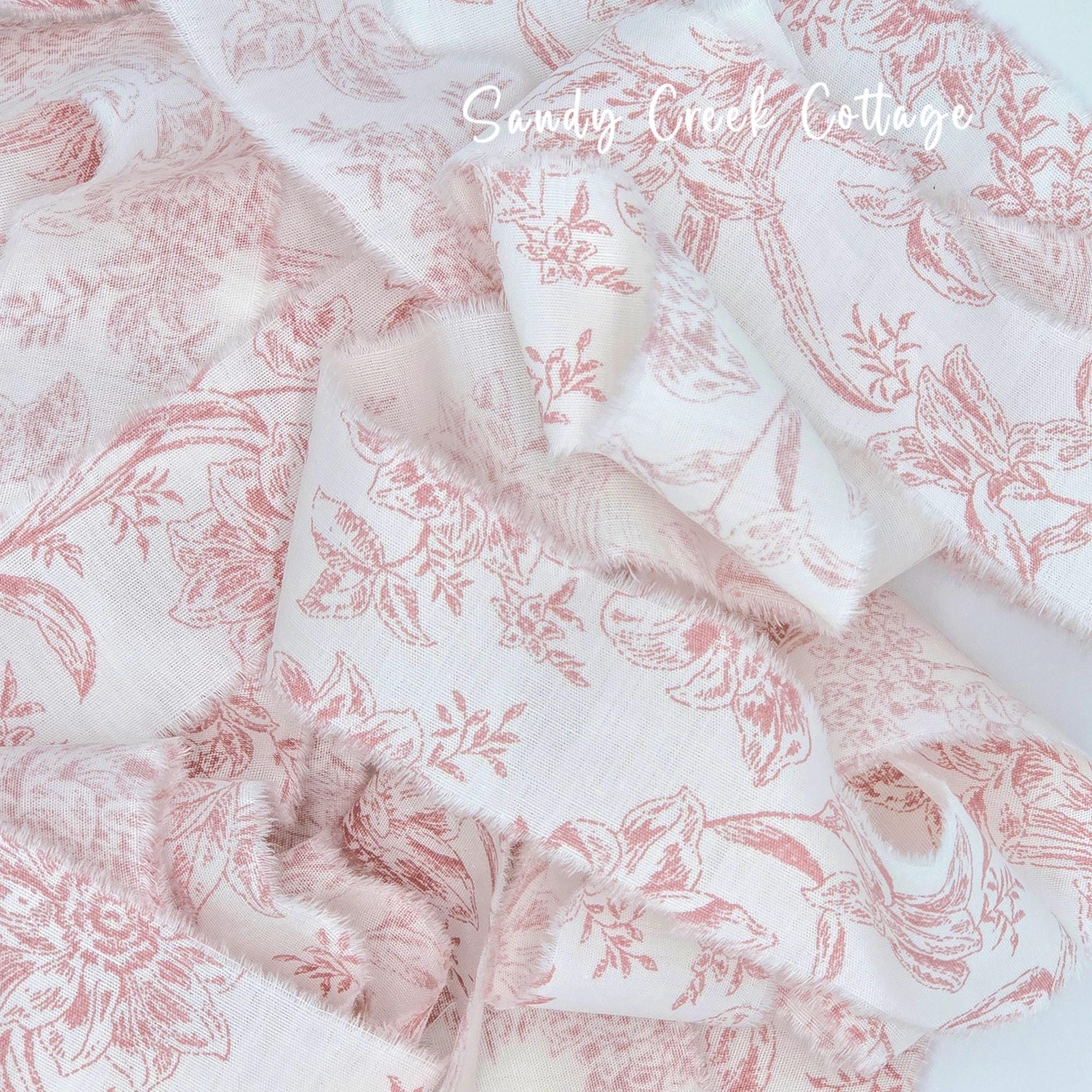 Vintage Print Pink Floral Fabric Ribbon, Hand Torn With Frayed Edges - Etsy