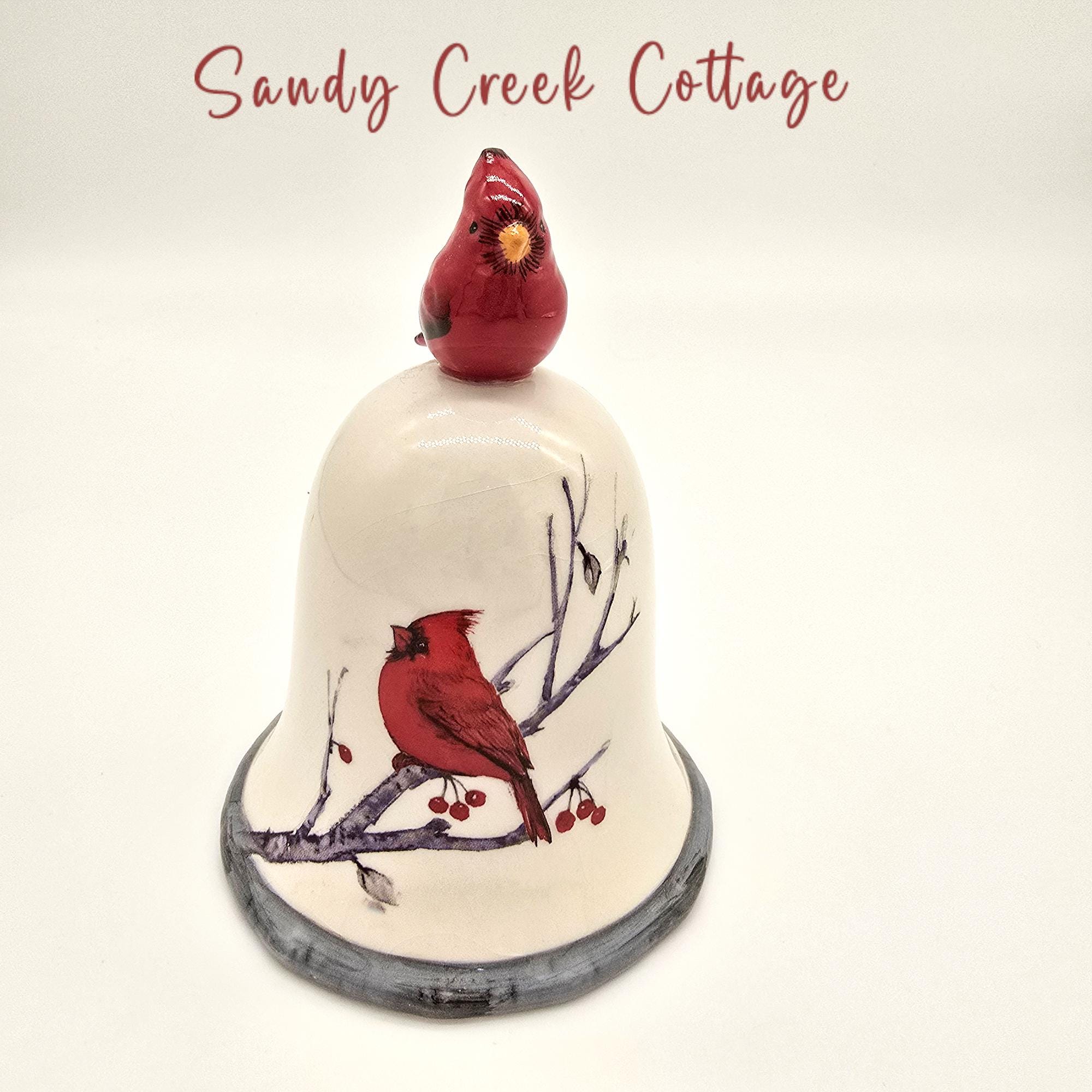 Vintage Red Cardinal Bird Bells, Hand Painted CARDINAL Porcelain ...