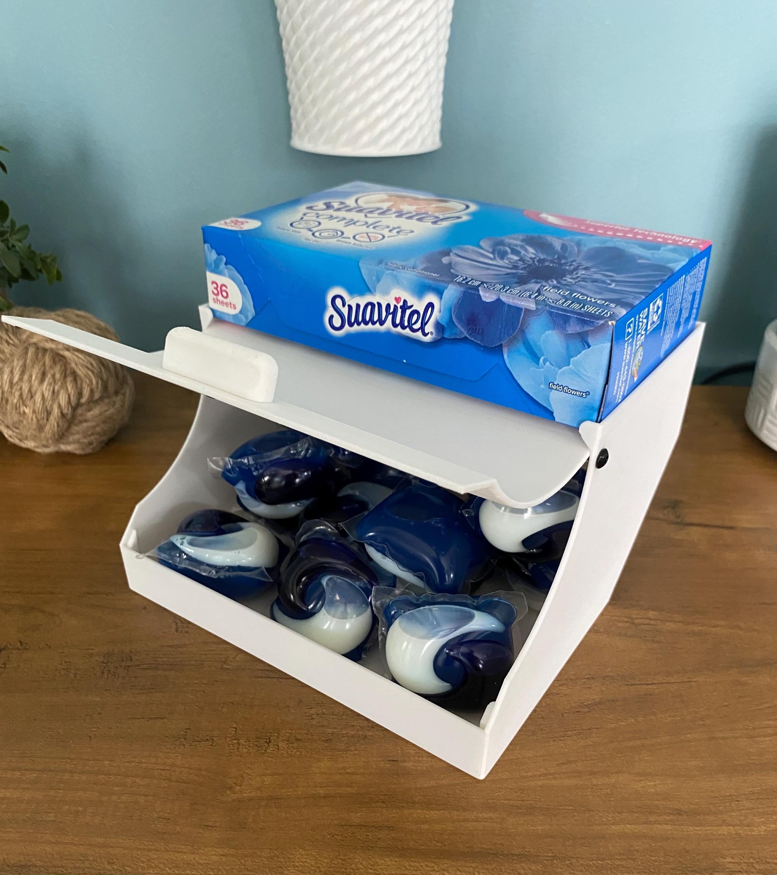 Laundry Detergent Pod & Dryer Sheet Holder: White Laundry Room ...
