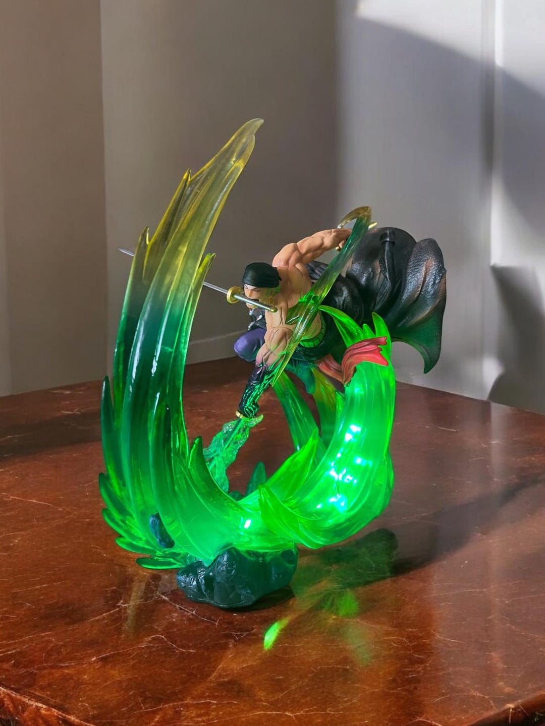 24 Cm One Piece Roronoa Zoro Anime Figure GK Luminous PVC Statue Model ...