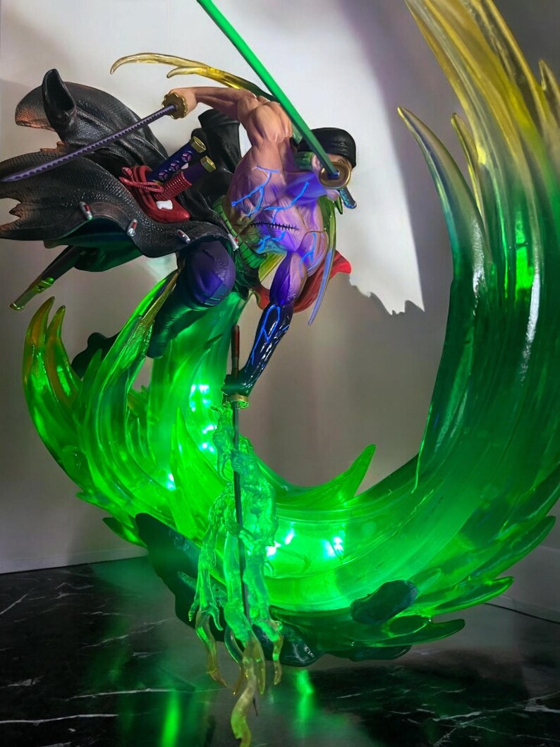 24 Cm One Piece Roronoa Zoro Anime Figure GK Luminous PVC Statue Model ...