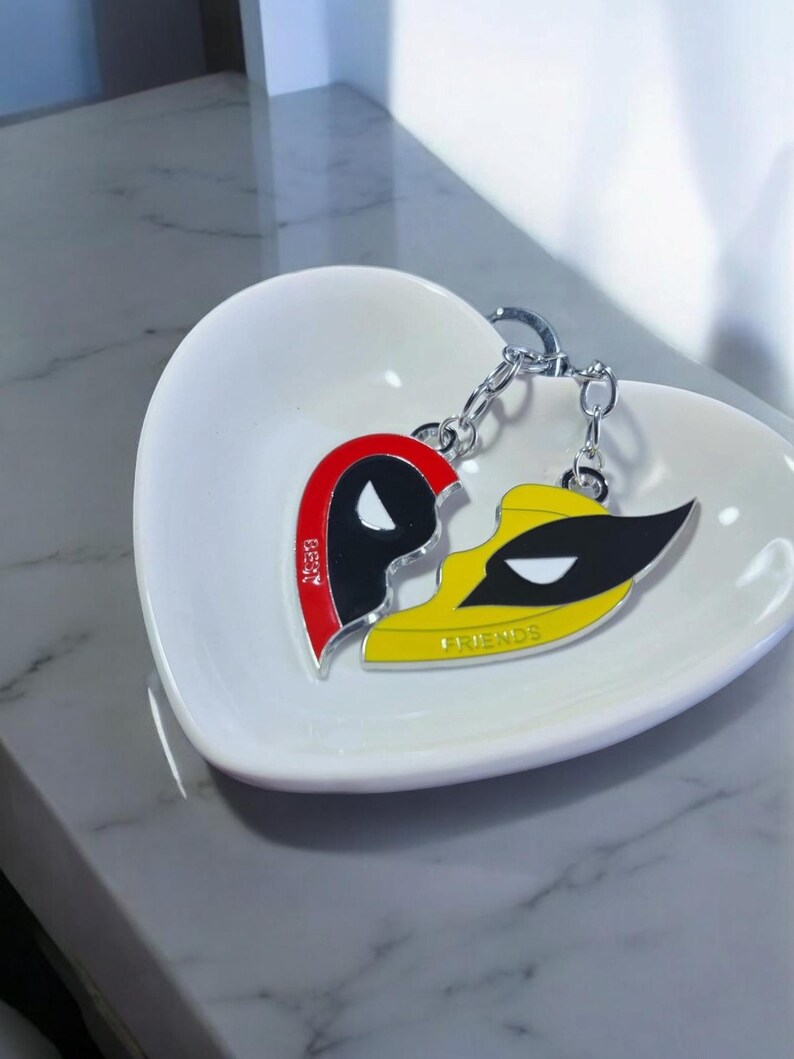 Deadpool and Wolverine Best Friends Necklace Set Split Heart Matching ...
