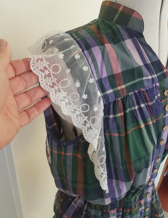 Cottagecore Tops 80s Style Top Check and Lace Country Style - Etsy