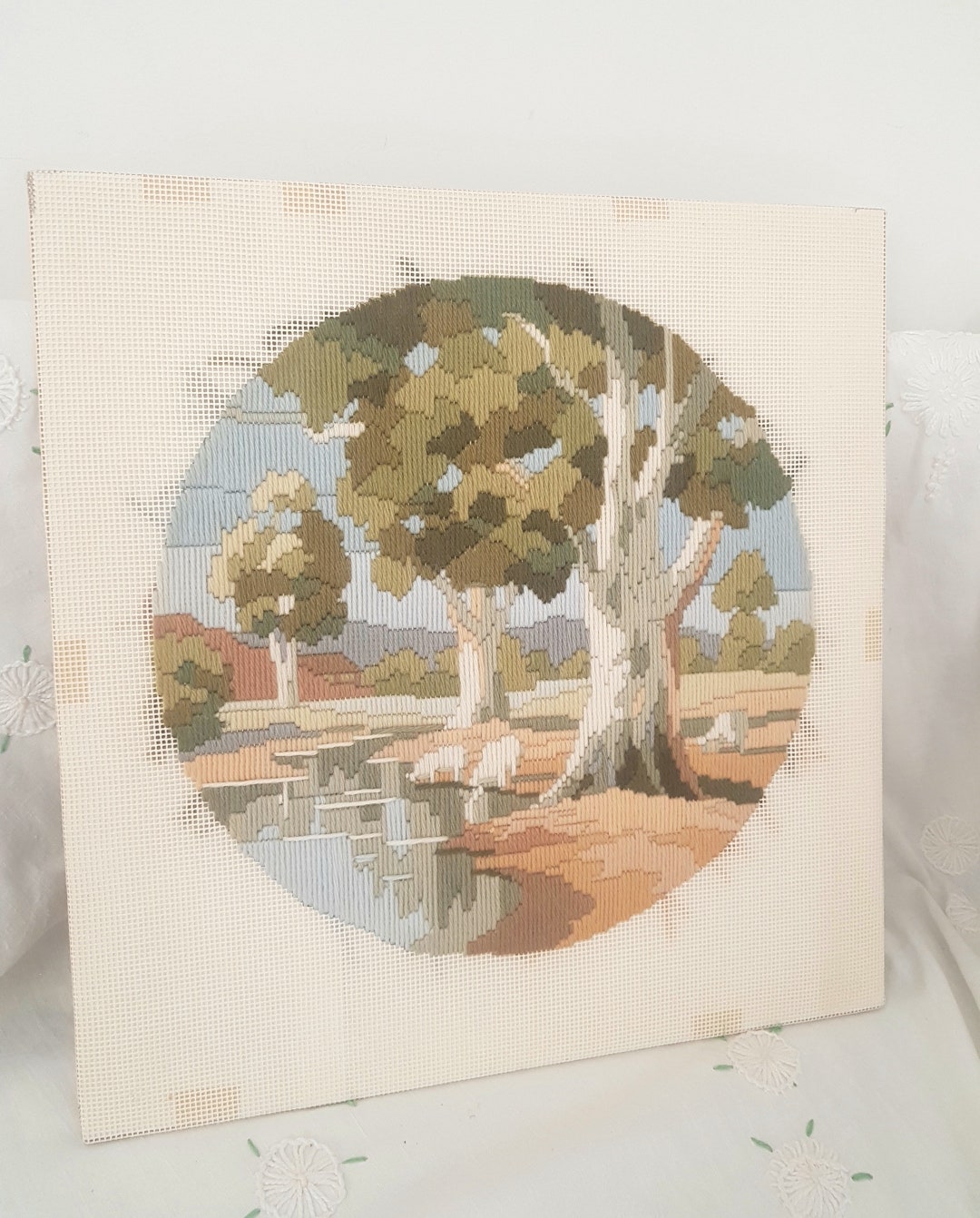 Vintage Long Stitch Embroidery, Vintage Tapestry Picture, Old ...