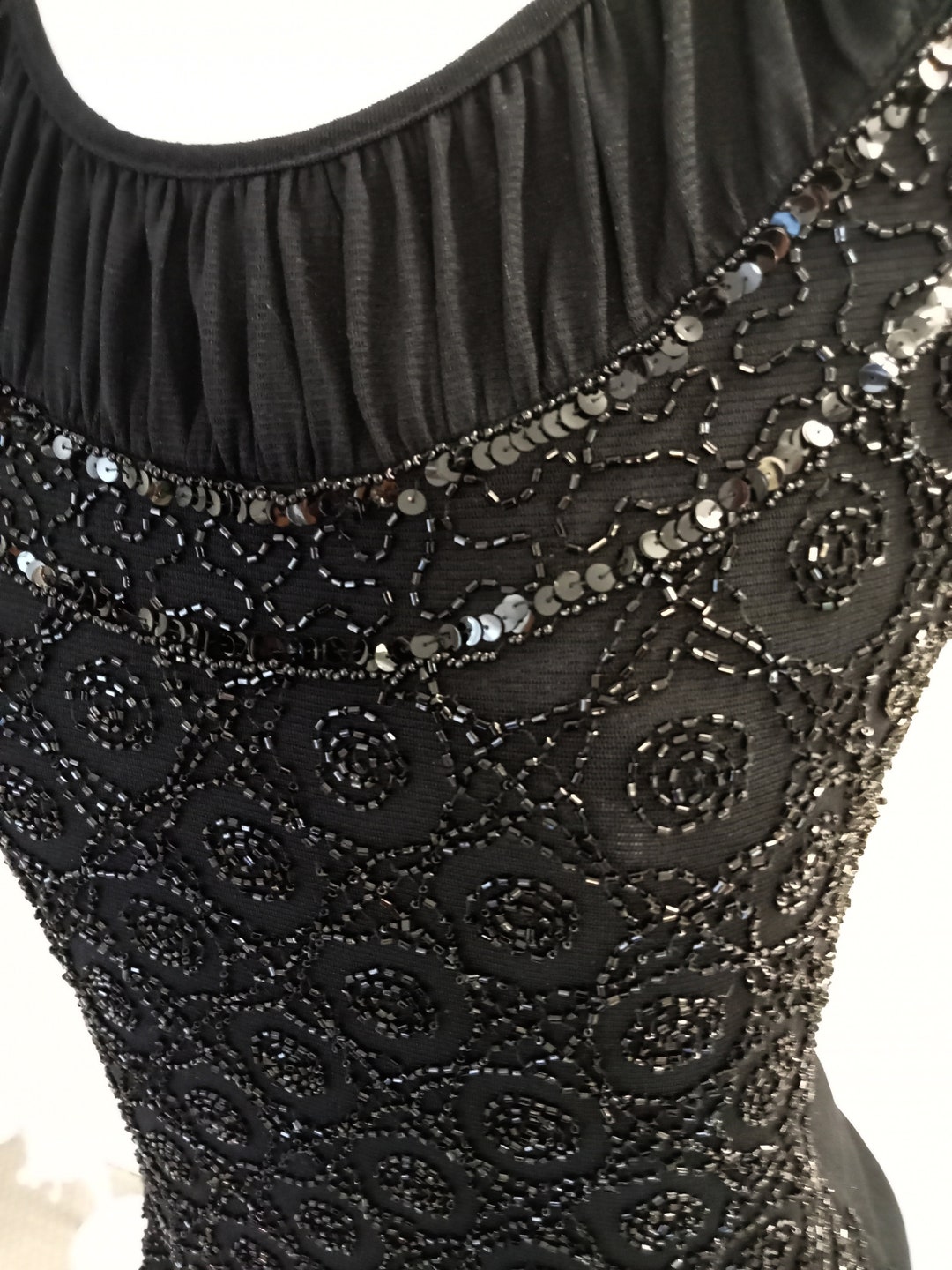 Black Beaded Tops, Evening Top, Sequin Tanks, Black Beaded Blouse - Etsy