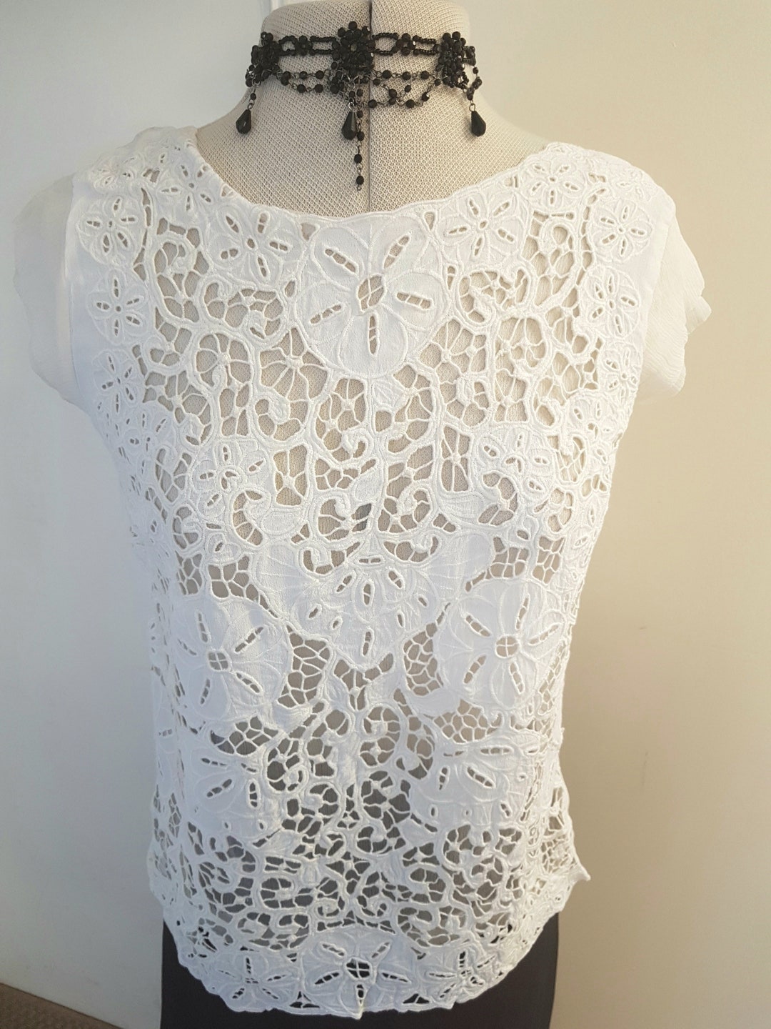 Cottagecore Blouses, White Lace Tops, Short Sleeve Summer Top, Floral ...
