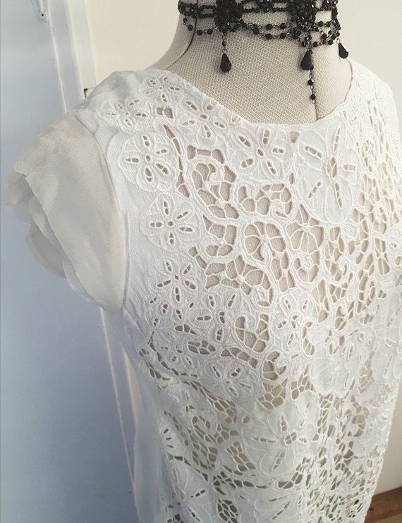 Cottagecore blouses, white lace tops, short sleeve su… - Gem