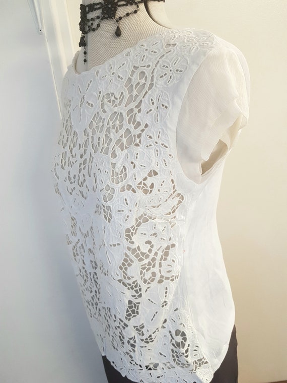 Cottagecore blouses, white lace tops, short sleeve su… - Gem