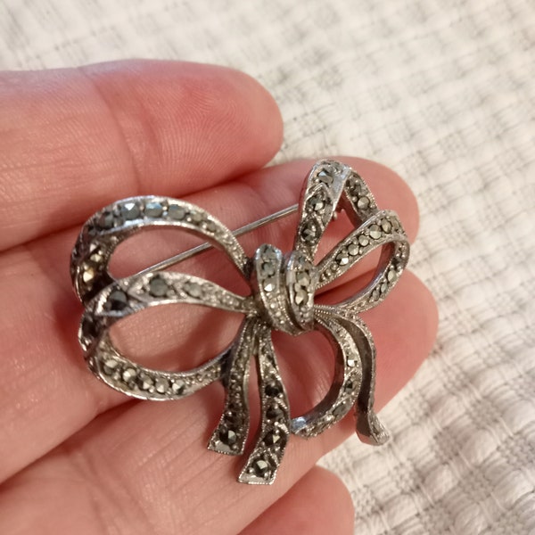 Marcasite Bow Brooch - Etsy