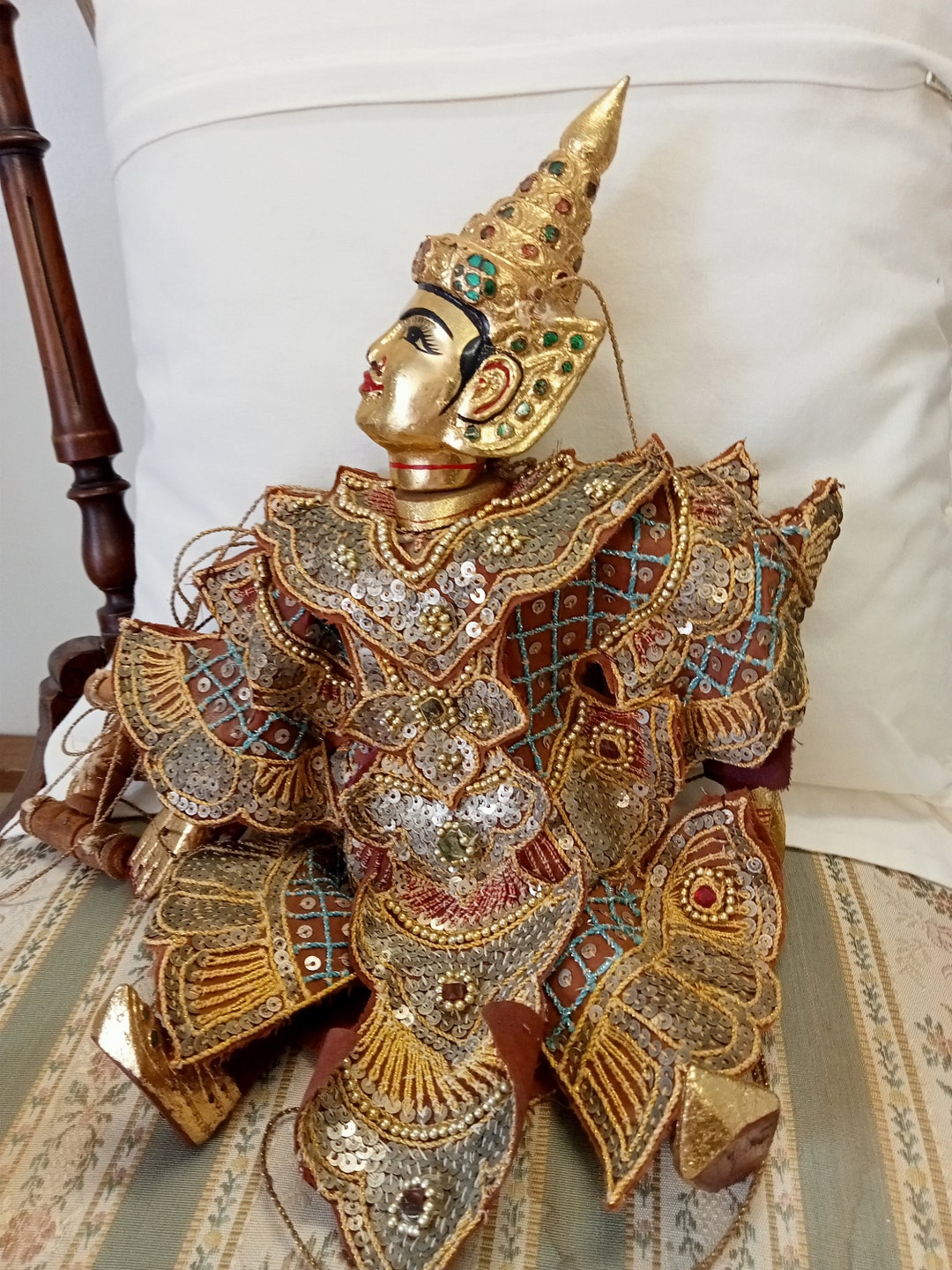 Antique Puppets, Burmese Thai, Handsome Man, Ethnic Puppet, Sequins ...