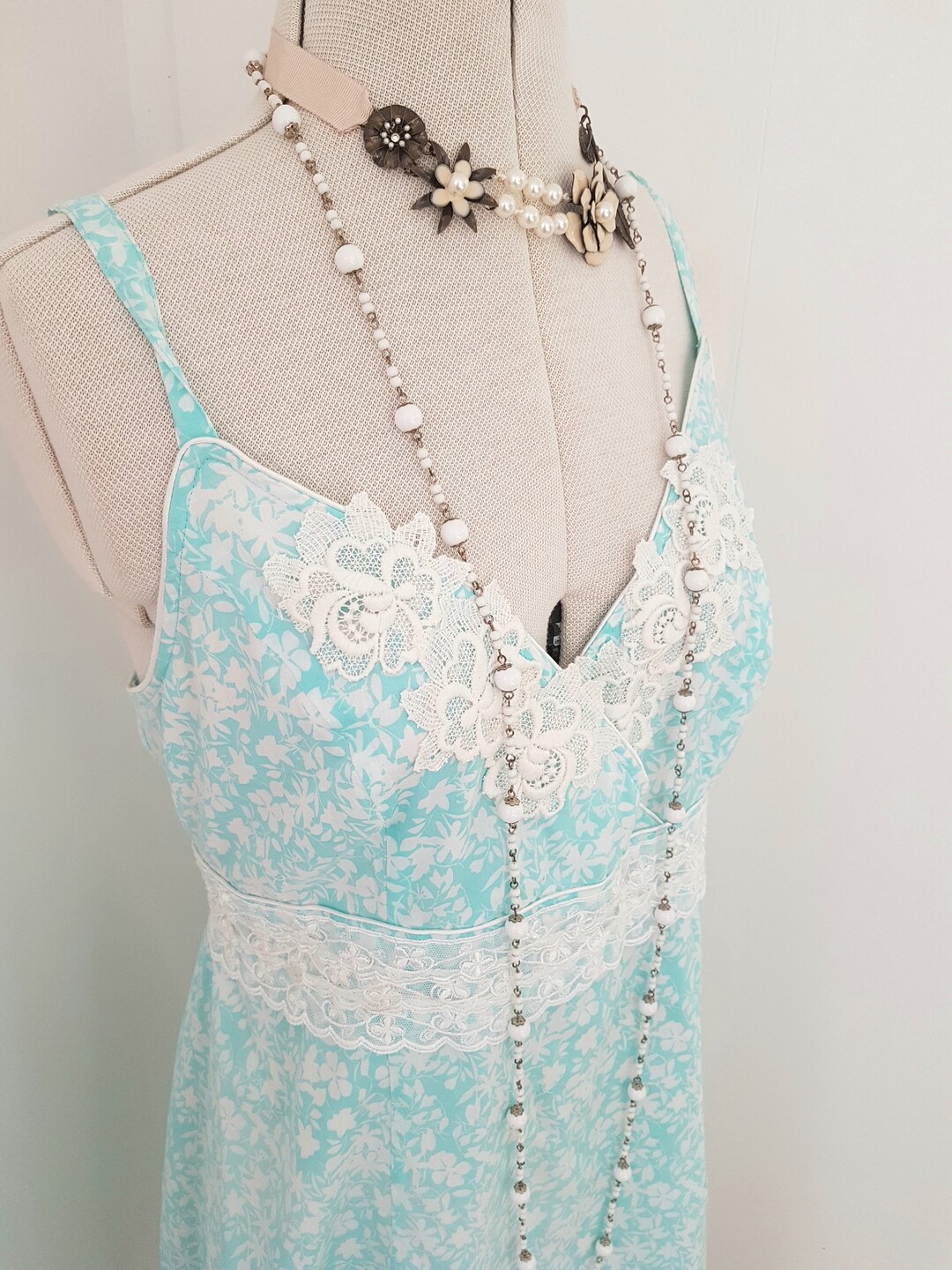 Aqua Summer Dress, Short Aqua Sundress, Blue Beach Dress, Lace Summer ...