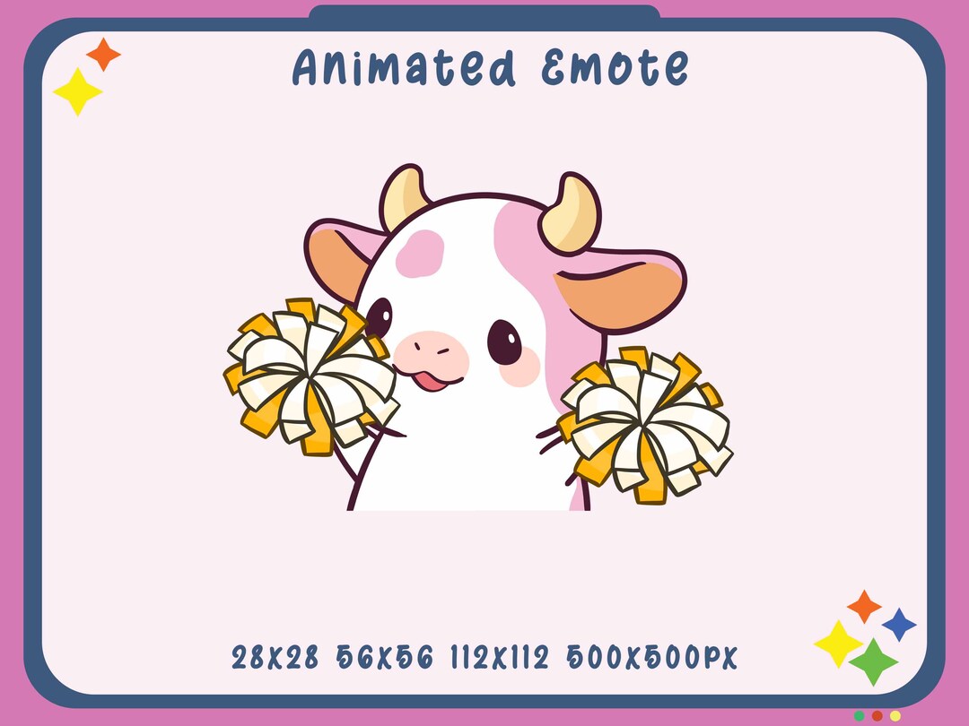 Pink Cow Cheerleading Twitch Youtube Kick Discord Emote, Cheerleading ...