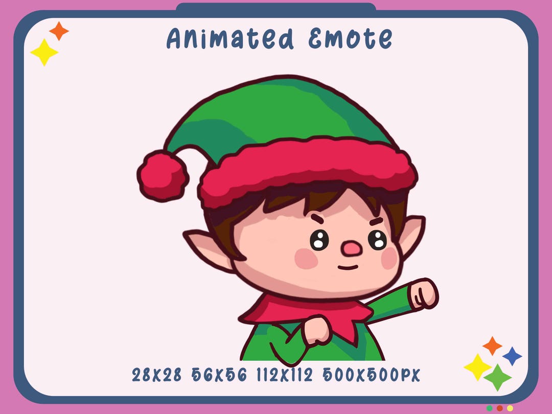 Christmas Elf Punching Animated Twitch Youtube Kick Discord Emote, Cute ...