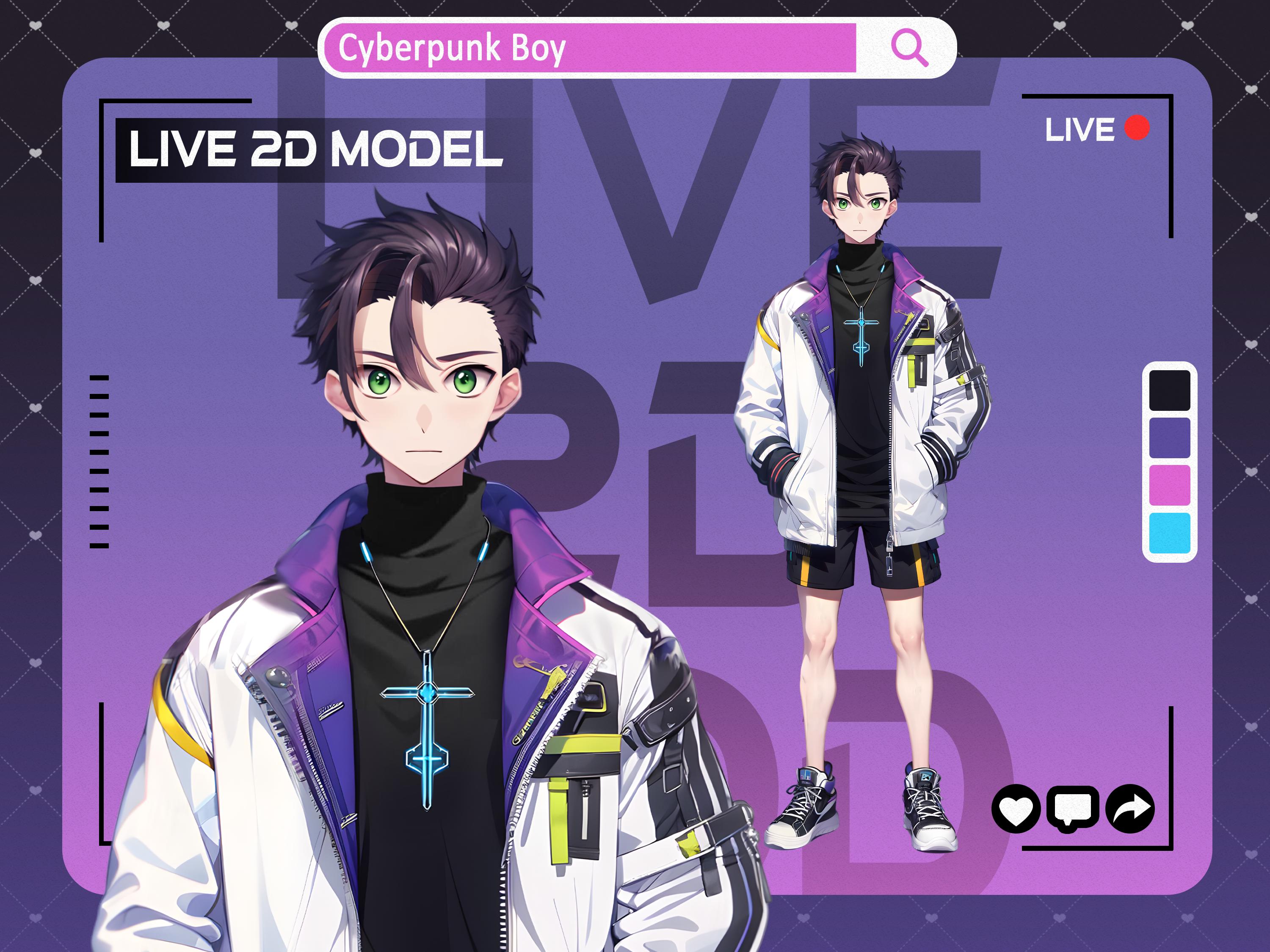 Cyberpunk Boy Vtuber Model, Hoodie Boy Futuristic Live2d Vtuber Studio ...