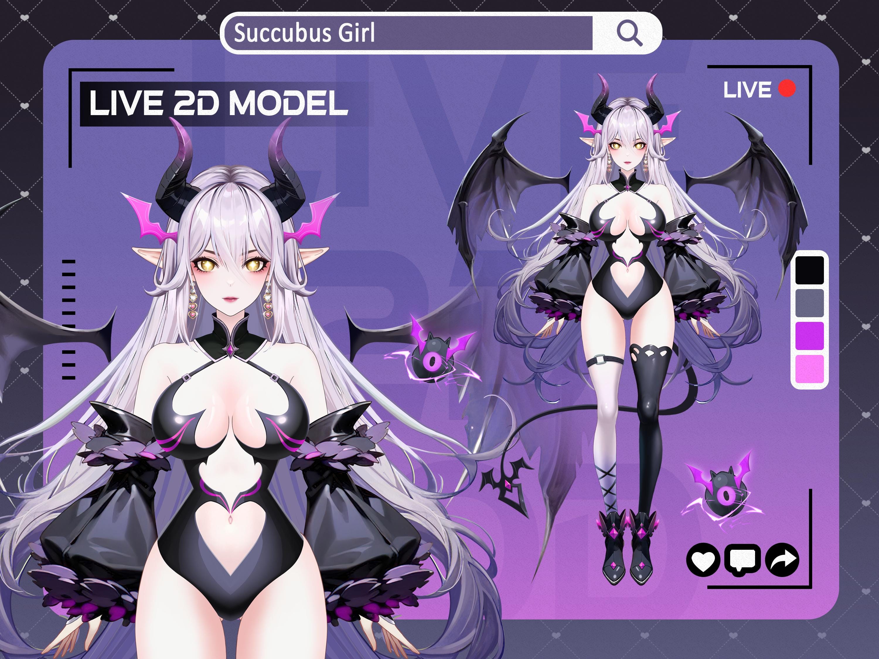 Succubus Demon Girl Vtuber Model, Succubus Demon Night Girl Live2d Vtuber Studio, OBS Stream ...
