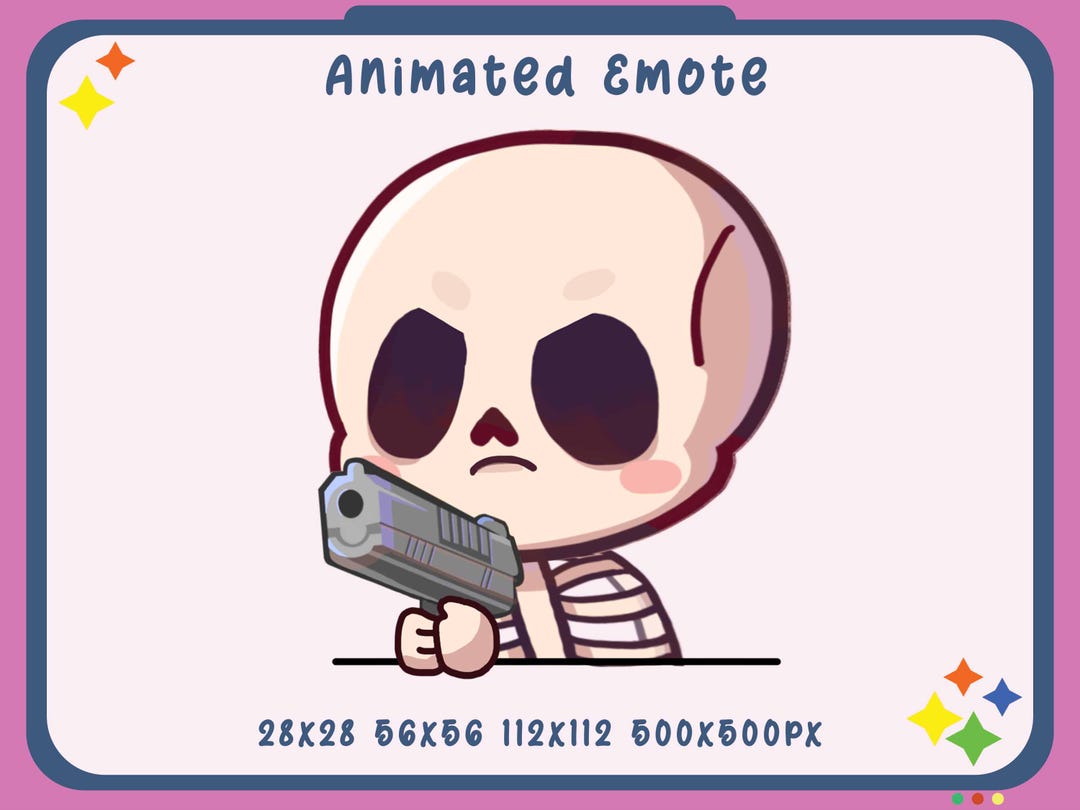 Skeleton Gun Shoot Animated Twitch Kick Discord Emote, Skeleton Xmas ...