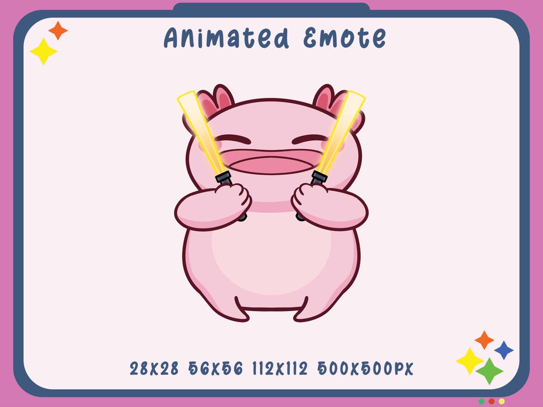 Pink Axolotl Lightstick Dance Twitch Youtube Kick Discord Emote, Light ...
