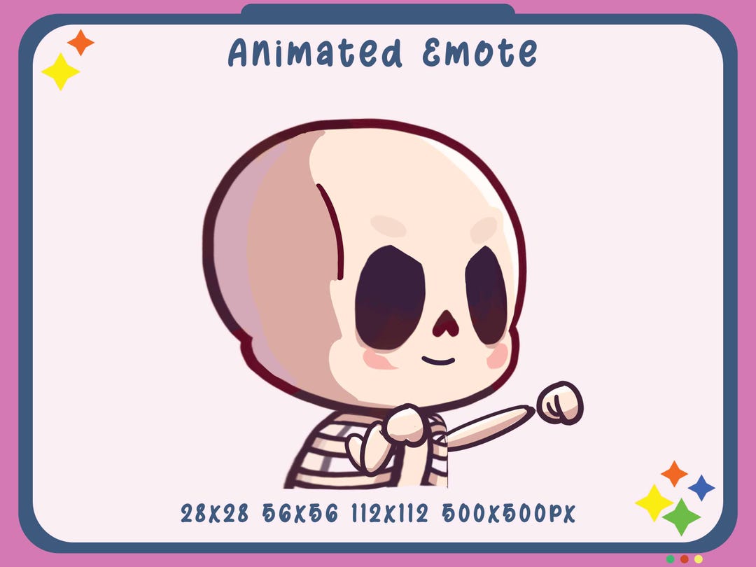 Skeleton Punching Animated Twitch Youtube Kick Discord Emote, Cute ...