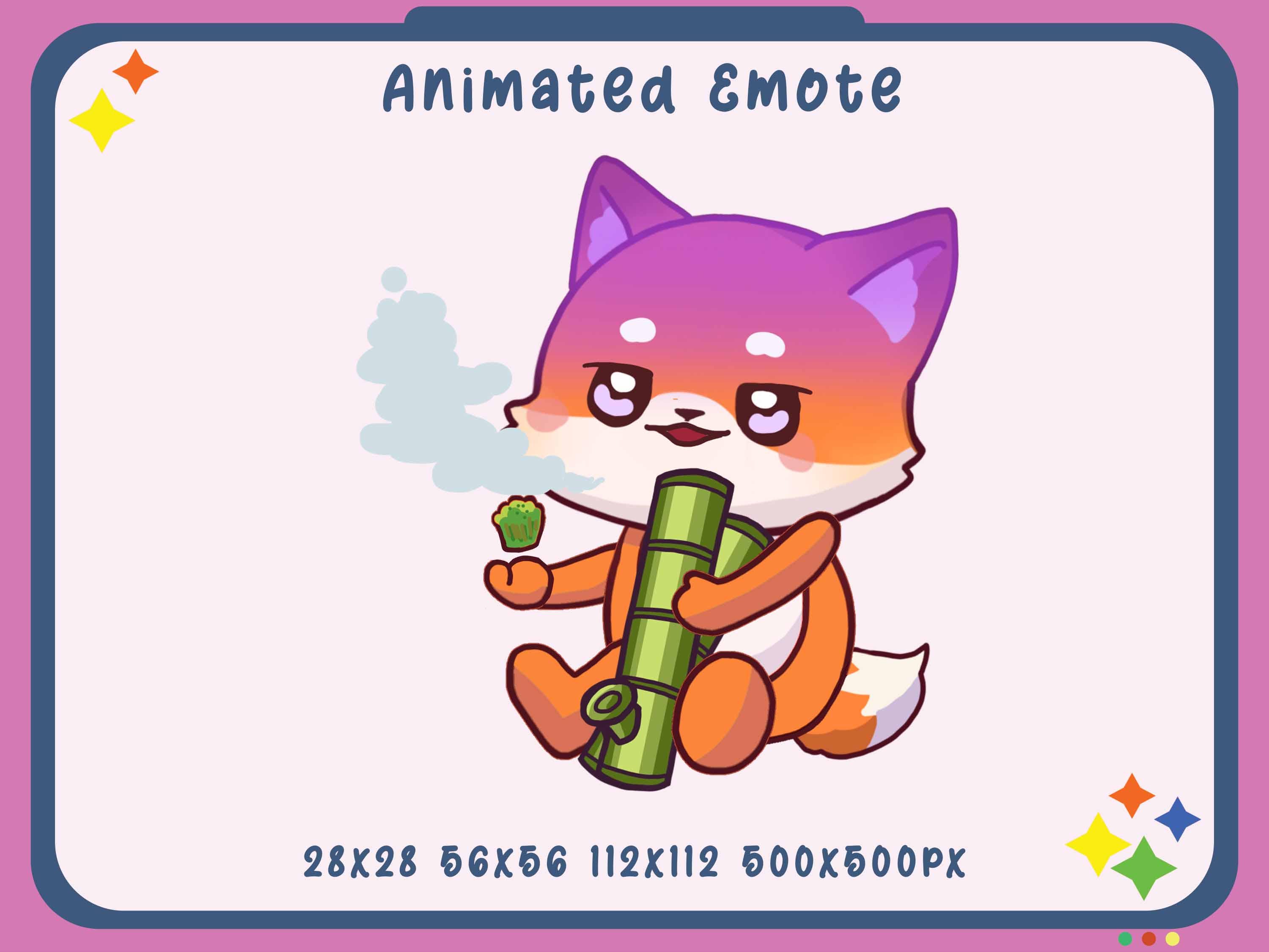 Fox Smoke Bamboo Weed Smoking Twitch Youtube Kick Discord Emote, Fox ...