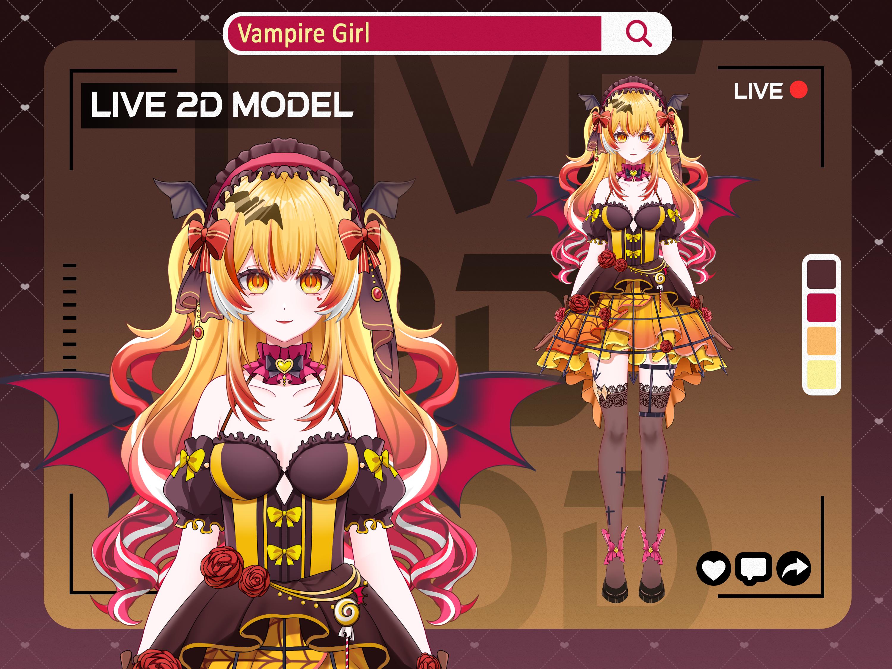Vampire Girl Vtuber Model, Sexy Vampire Model Live2d Vtuber Studio, OBS ...