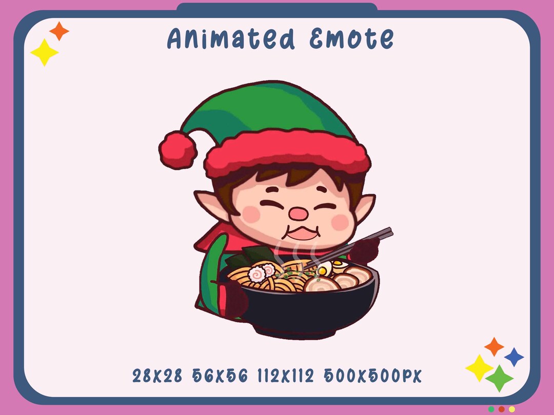 Elf Eating Ramen Animated Emote: Twitch/discord/kick (digital Download ...