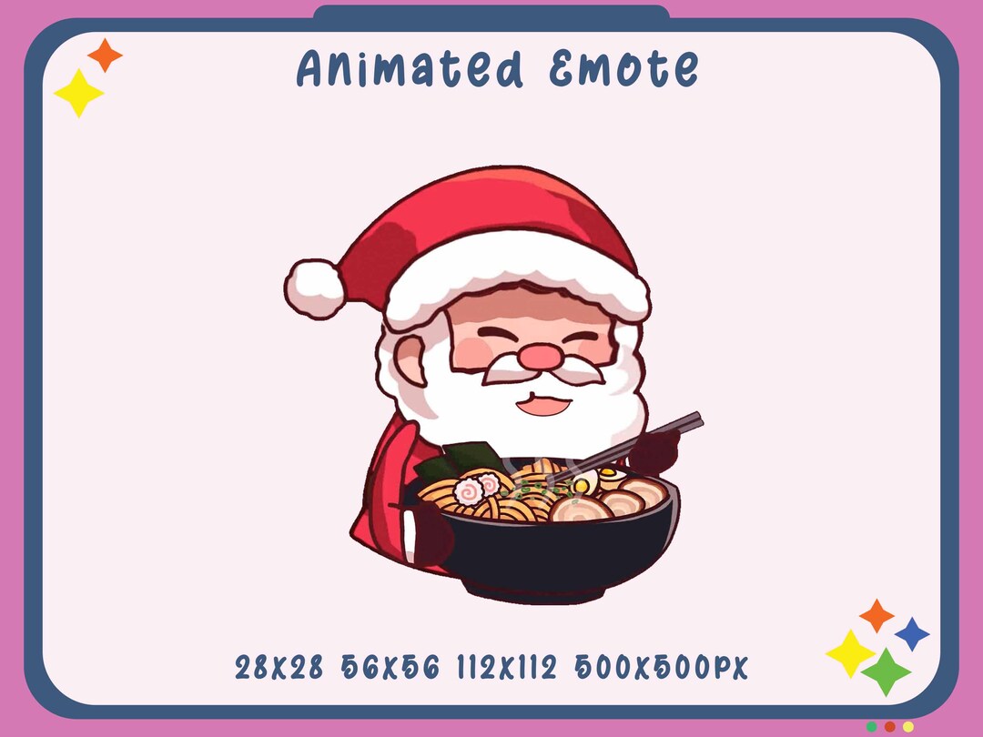 Santa Eating Ramen Animated Emote: Twitch, Youtube, Discord (digital ...