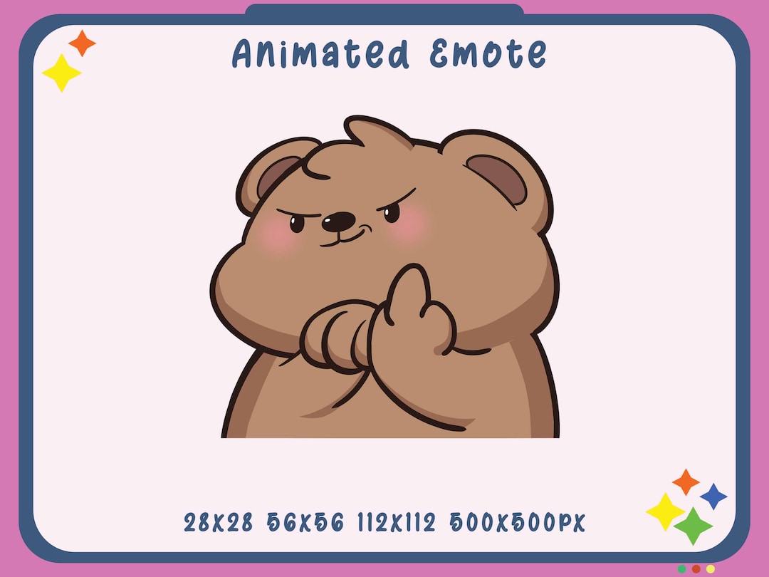 Funny Brown Bear Turn up Middle Finger Twitch Youtube Kick Discord ...