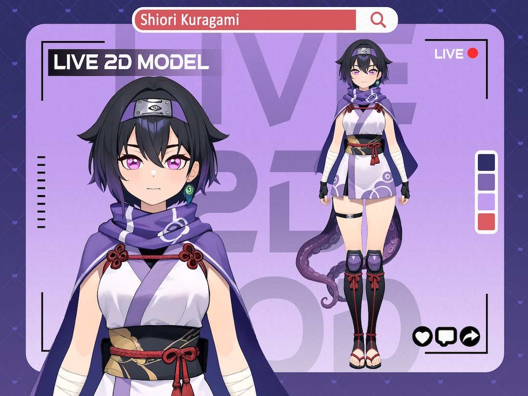 Anime Octopus Ninja Vtuber Model: Shiori Kuragami Live2d Rig - Etsy