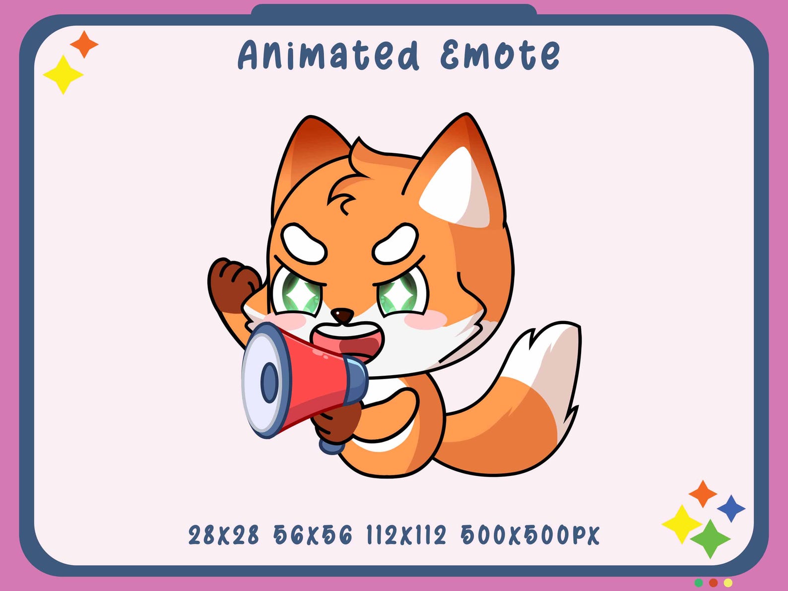 Fox Speaker Animated Emote: Twitch, Youtube, Discord, Kick (digital ...