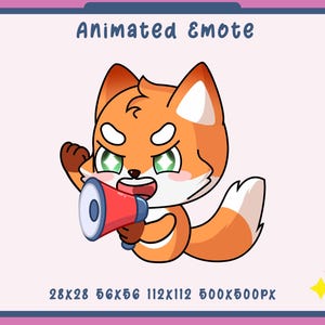 Fox Speaker Animated Emote: Twitch, Youtube, Discord, Kick (digital ...