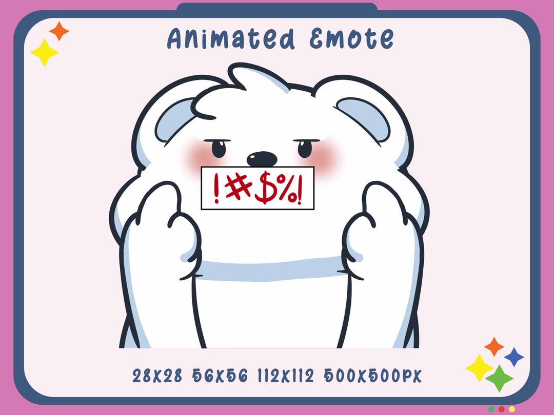 Swearing White Bear Animated Emote: Middle Finger Emoji (digital ...