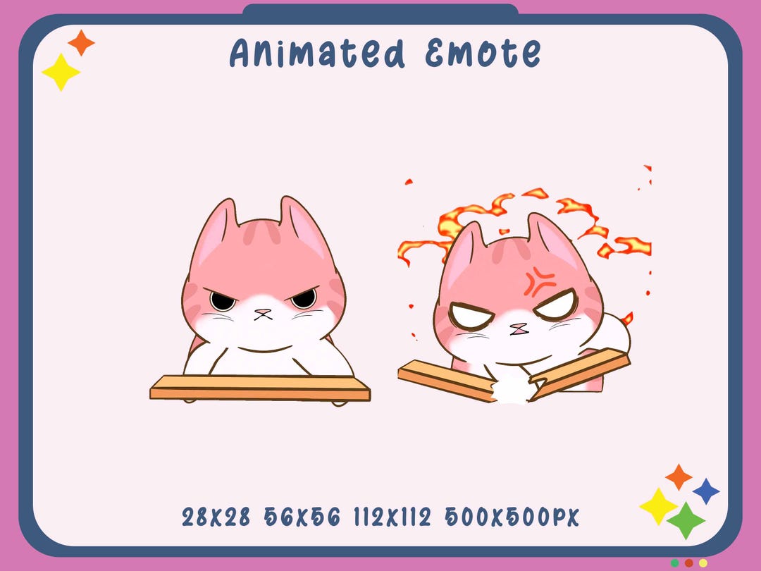 Angry Pink Cat Break Table Animated Twitch Youtube Kick Discord Emote ...