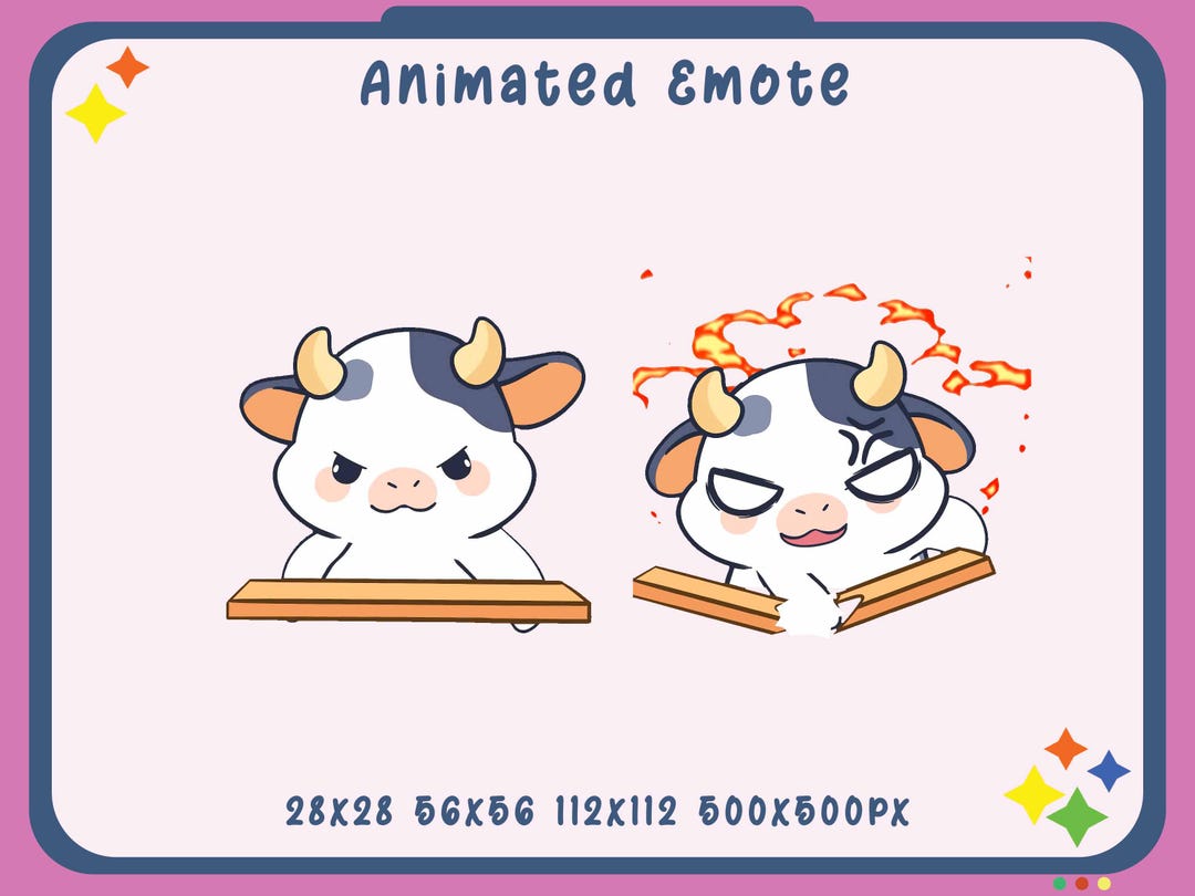 Angry Cow Break Table Animated Twitch Youtube Kick Discord Emote, Cow ...