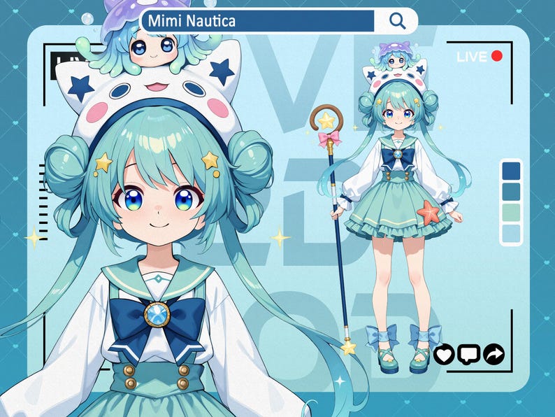 Anime Sailor Cat Vtuber Model - Mimi Nautica | Nautical Neko Girl ...