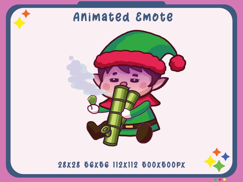 Elf Smoke Bamboo Weed Smoking Twitch Youtube Kick Discord Emote, Elf ...