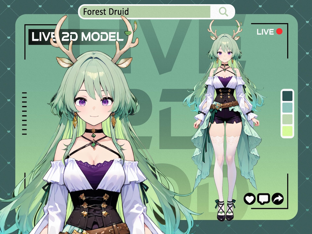 Forest Druid Vtuber Model, Forest Elf Futuristic Live2d Vtuber Studio ...